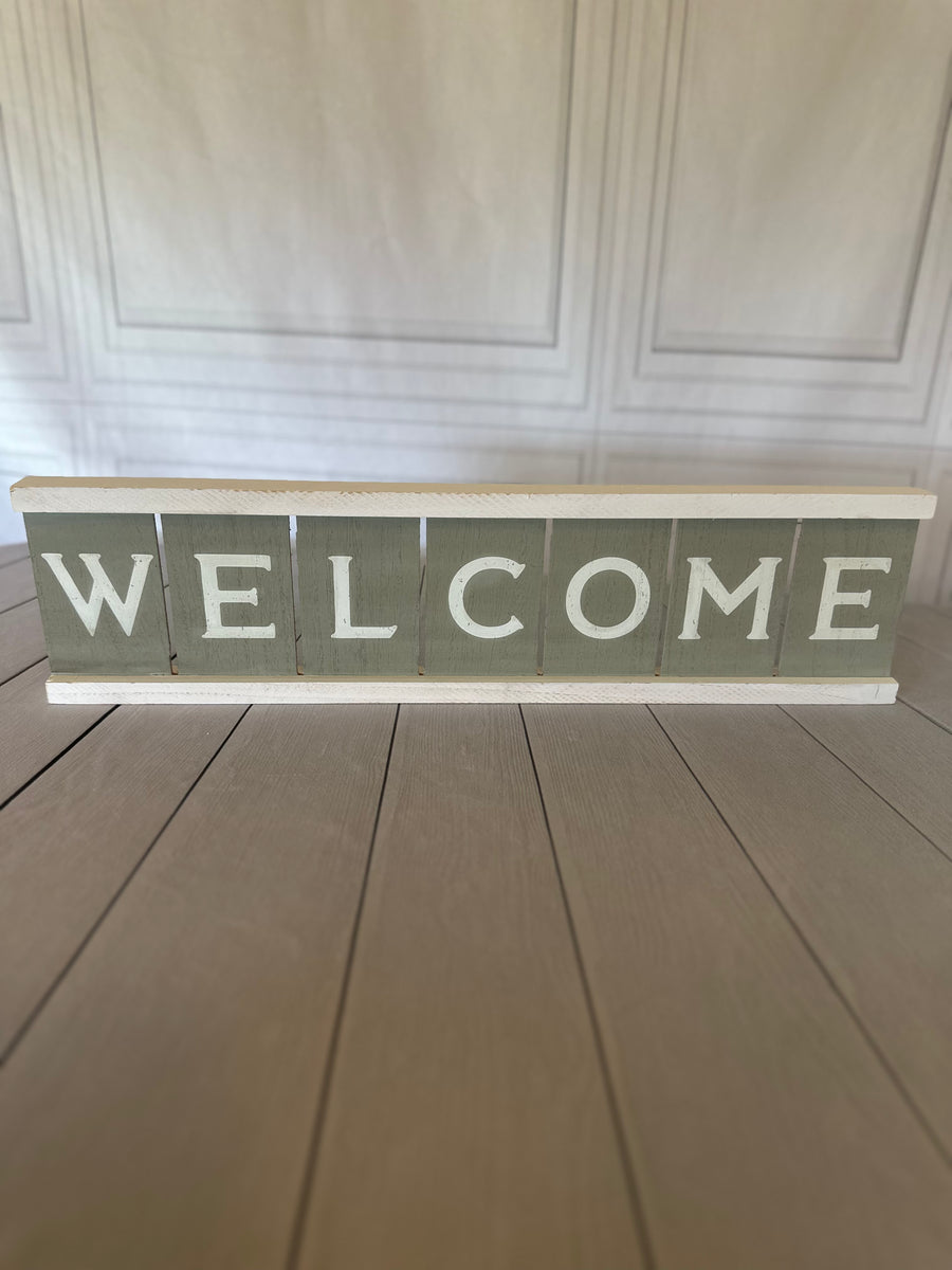 Gray Slat Welcome Sign – Cottage Hill Home